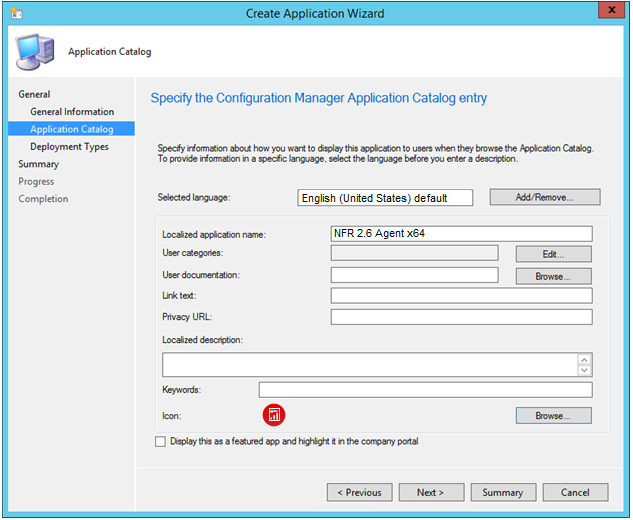 Creating an SCCM Application for Distribution - Novell File Reporter 2.6 Installation Guide