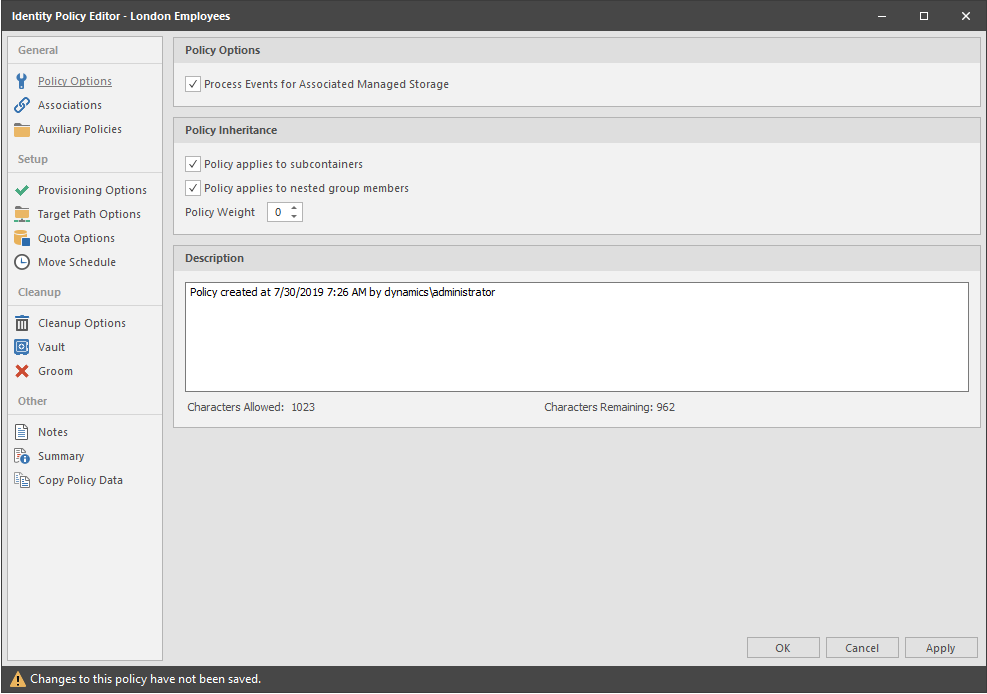 Creating a User Home Folder Policy - Micro Focus File Dynamics 6.5 Administration Guide