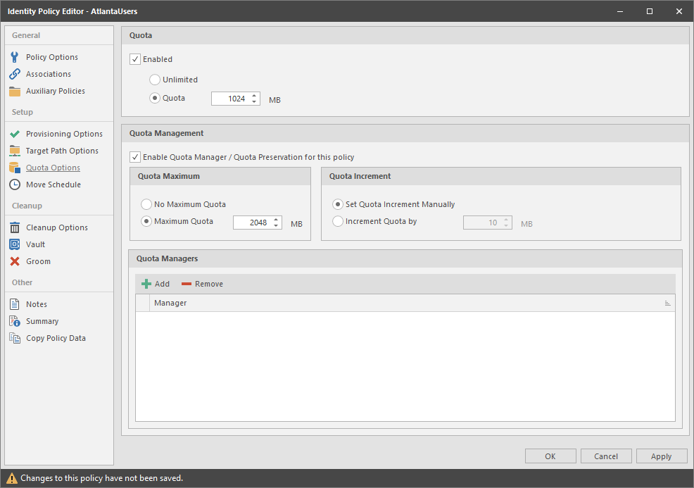 Creating a User Home Folder Policy - Micro Focus File Dynamics 6.5 Administration Guide