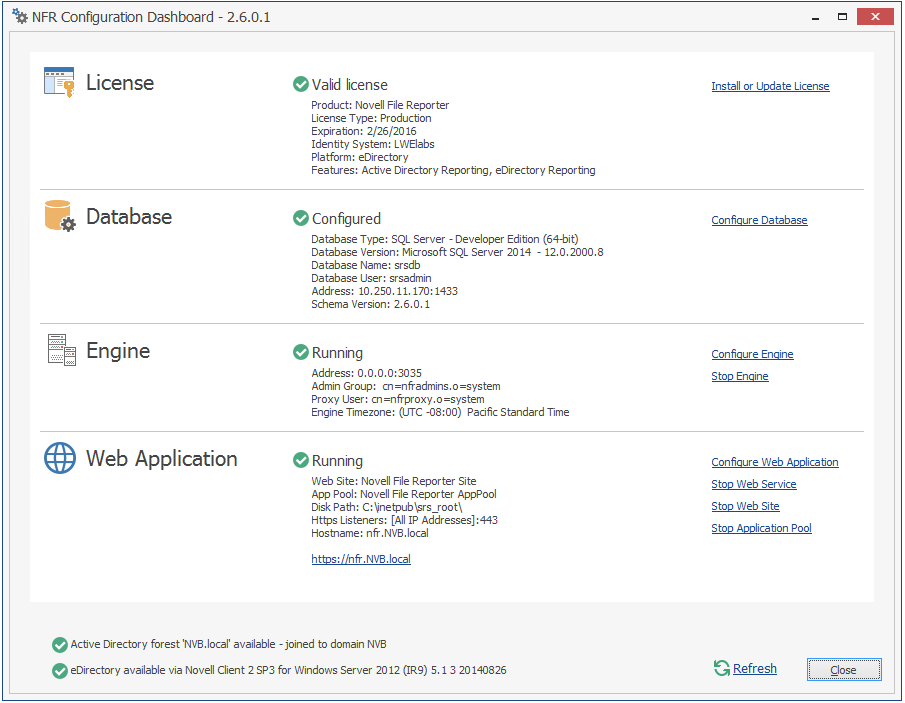 Configuring the Web Application - Novell File Reporter 2.6 Installation Guide