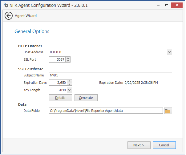 Installing and Configuring the NFR Agent - Novell File Reporter 2.6 Installation Guide