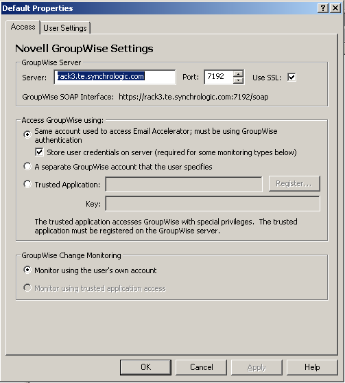 Novell Doc: GroupWise 7 - Email Accelerator Settings