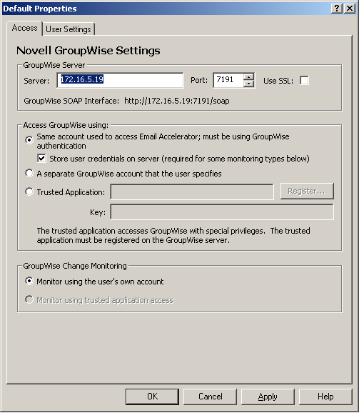 Novell Doc: GroupWise Mobile Server 2 Getting Started Guide - Configuring a GroupWise Server