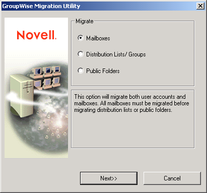 Novell Documentation: GroupWise Gateway - Using the Migration Utility