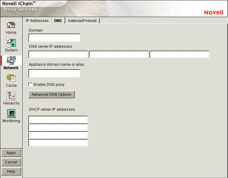 Novell Documentation: Novell iChain 2.0 - The Network Panel