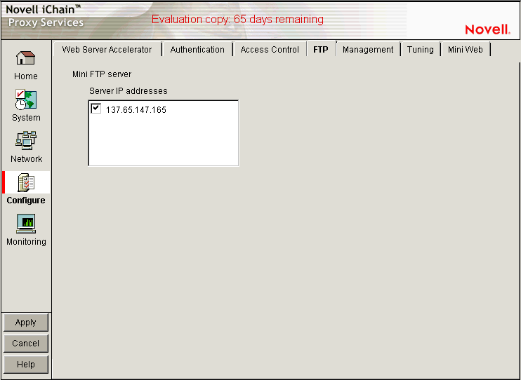 Novell Documentation: Novell iChain 2.2 - The Configure Panel