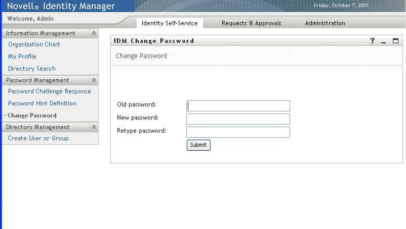 Novell Doc: Identity Manager User Application: Administration Guide - IDM Change password portlet