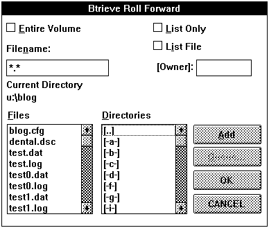 NetWare Btrieve Roll Forward Utility