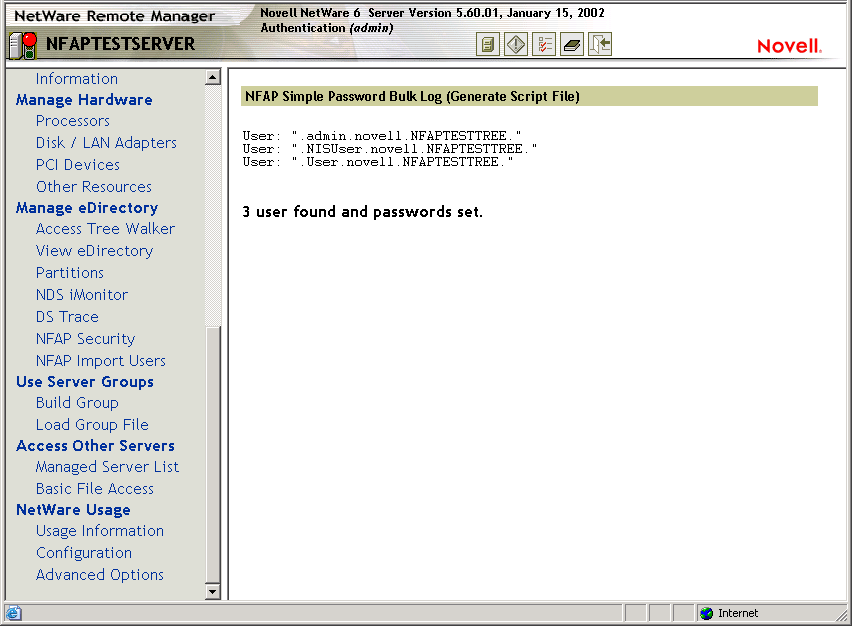 Novell Documentation: Novell Native File Access Pack for NetWare 5.1 - Administrator Tasks for ...