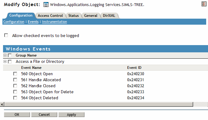 Novell Documentation: Novell Audit 2.0 - Instrumentations