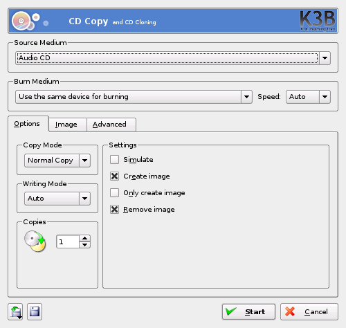 Novell Doc: KDE3 User Guide - Copying a CD or DVD