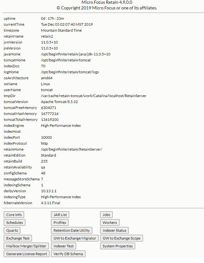 Tomcat Memory Requirements - Retain 4.9.1: Overview and Planning