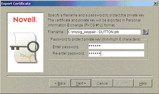 Novell Documentation Saml Extension For Novell Ichain Exporting A Signing Key Pair