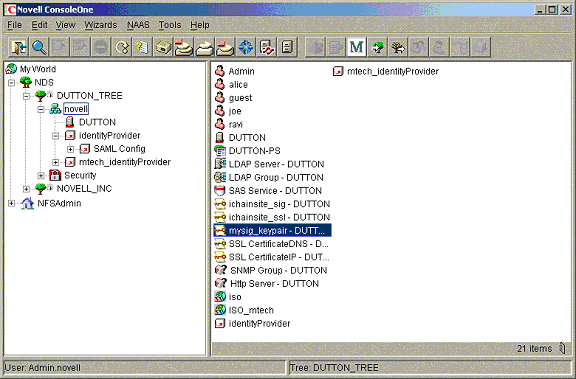 Novell Documentation Saml Extension For Novell Ichain Creating A Signing Key Pair
