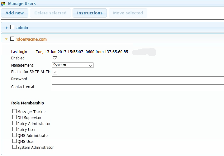 Manage Users - Micro Focus Secure Messaging Gateway Administrator's Guide