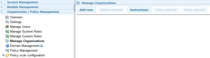 Manage Organizations - Micro Focus Secure Messaging Gateway Administrator's Guide