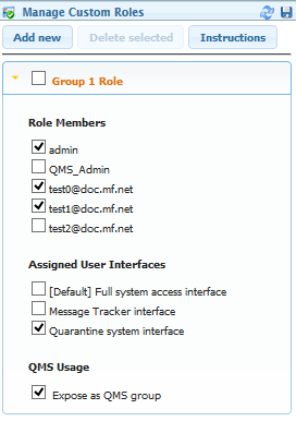 Manage Custom Roles - Micro Focus Secure Messaging Gateway Administrator's Guide