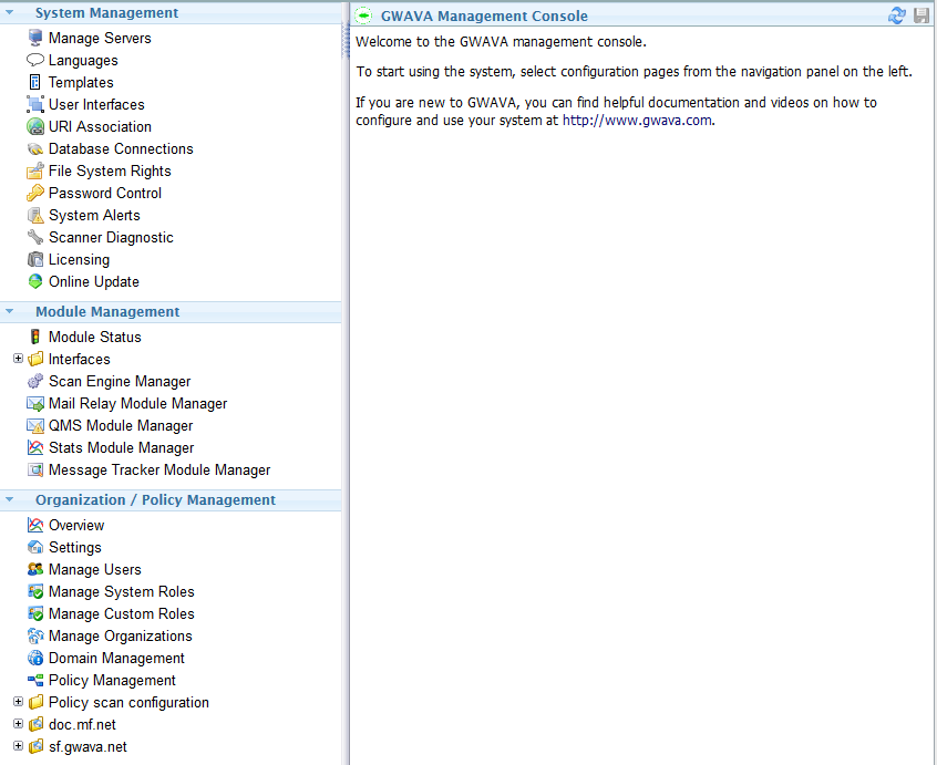 System Administration Console - Micro Focus Secure Messaging Gateway Administrator's Guide