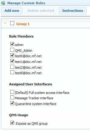 Manage Custom Roles - Micro Focus Secure Messaging Gateway Administrator's Guide