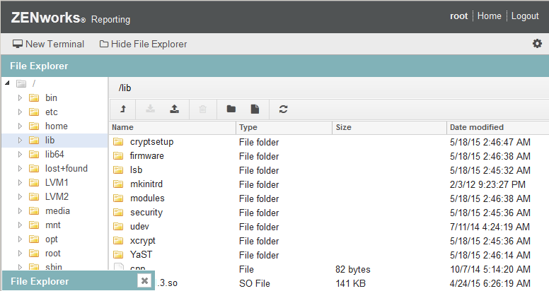 Terminal and File Explorer - ZENworks Reporting Appliance Deployment ...