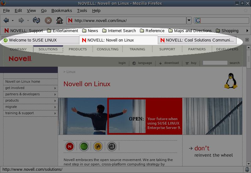 Novell Documentation: Novell Linux Desktop - Navigation par onglets